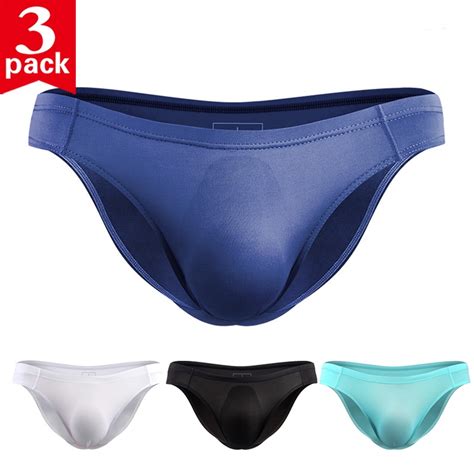 กางเกงชั้นใน ผ้าเรยอน แบบบาง ไร้รอยต่อ ระบายอากาศ เซ็กซี่ สีพื้น สําหรับผู้ชาย 141 3 ชิ้น