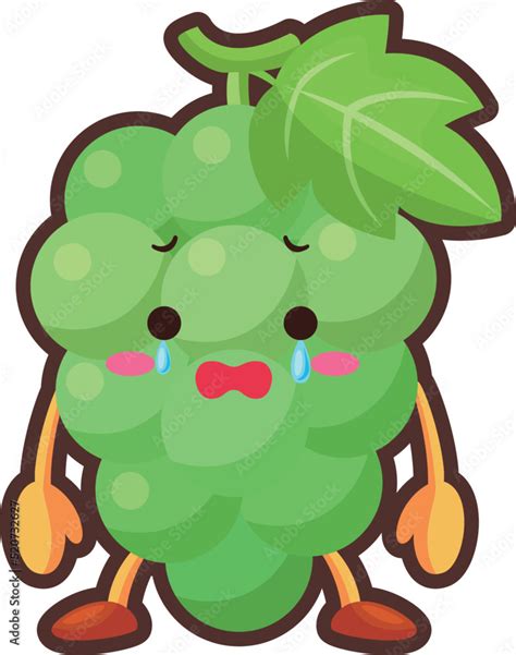 涙を流すかわいいマスカットのキャラクターのイラスト Stock Vector Adobe Stock