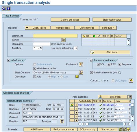 How To Run St12 To Do A Performance Trace Or Review A Existing Trace