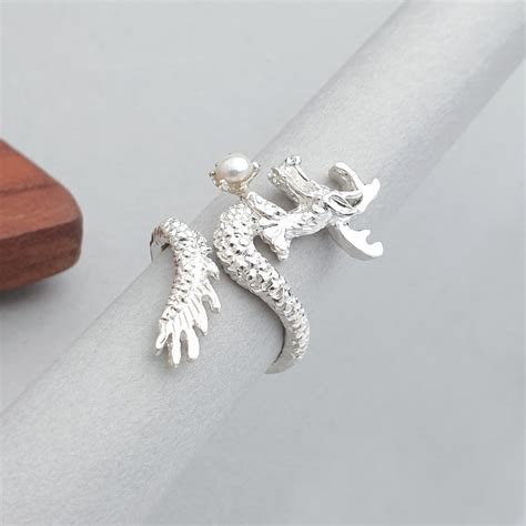 Korean Dragon Silver Craft Ring By Naschenka • Your Size Gemstone Ring • Hanbok Ring • Best T