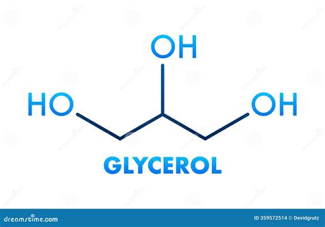 Glycerol Molecular Structure With Hydroxyl Groups Forming Sugar Alcohol Stock Illustration