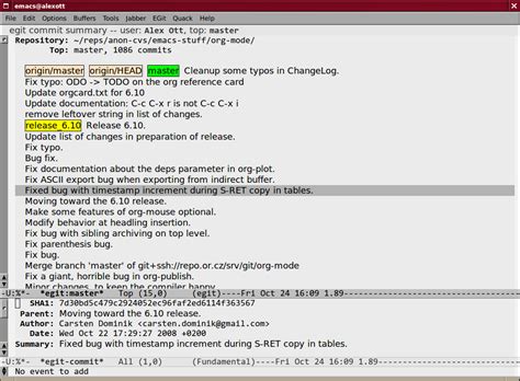 working with git from emacs