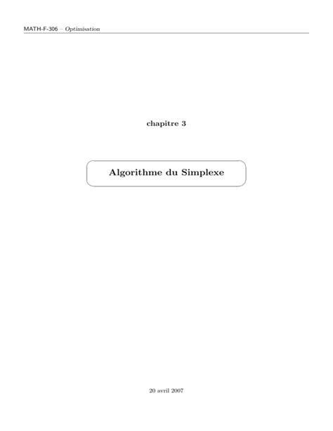 Algorithme Du Simplexe