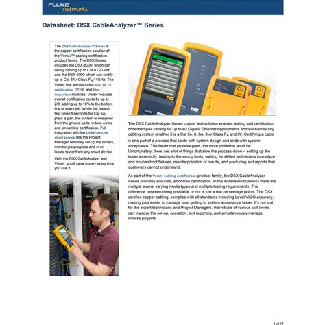 Fluke Networks Cable Analyzer Kit Copper And Fiber Certification Teste