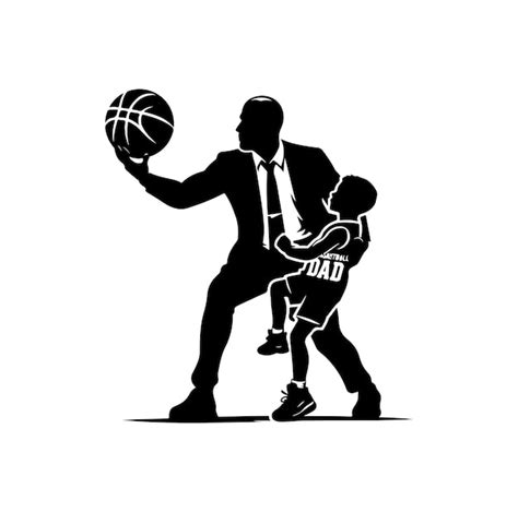 Premium Vector A Father And His Son With A Basketball Vector