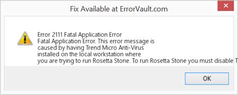 How To Fix Error 2111 Fatal Application Error Fatal Application