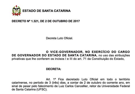 Governador decreta luto de três dias por morte de Reitor da UFSC Karina Manarin