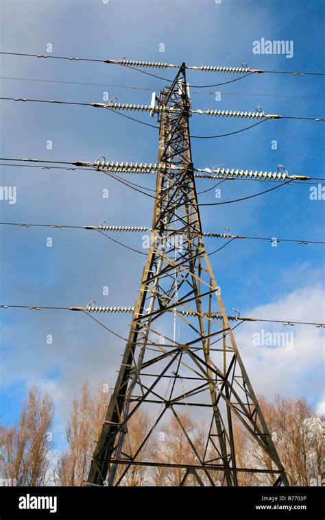 Electricity Pylon With Cell Mobile Phone Transmitters In The Uk High
