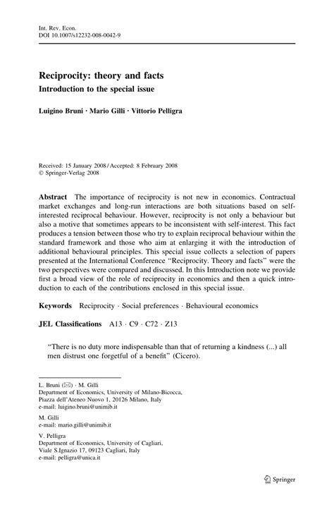 Pdf Reciprocity Theory And Facts Introduction To The Special Issue