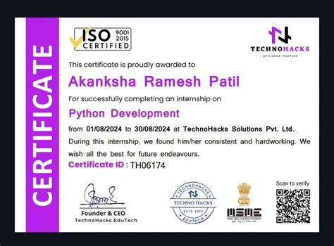 Akanksha Patil On Linkedin Internshipcertified