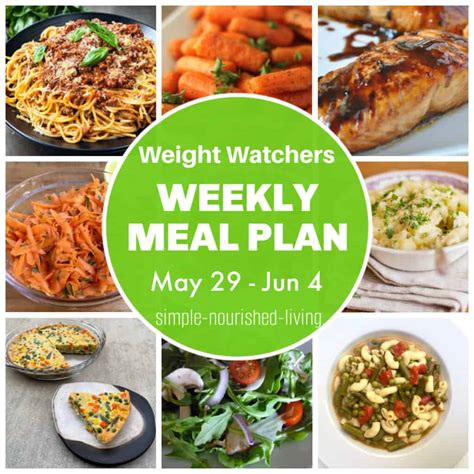 Weight Watchers Weekly Meal Plan May 29 June 4