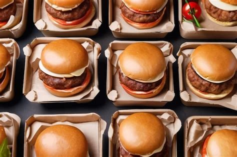 Premium Photo Street Food Meat Cutlet Burgers Are In Paper Boxes Food