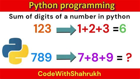 Sum Of Digits Of A Number In Python Shahrukh Khan