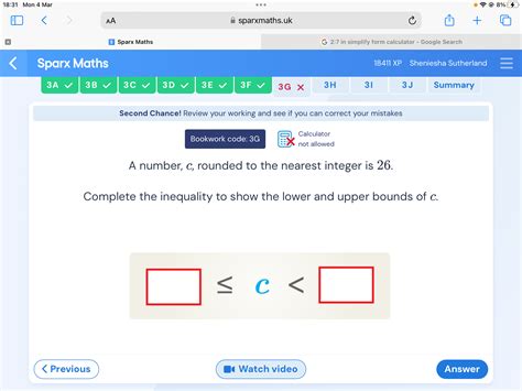 Solved Sparx Maths 18411 Xp Sheniesha Sutherland 3a 3 B 3 C 3 D 3 E 3 F 3 G X 3 H 31 3 J