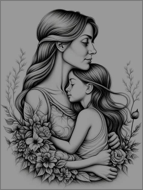 A Realistic Pencil Sketch Of Mother Daughter Love Canvas Prints Mother