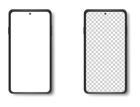 Реалистичный смартфон с пустым экраном изолированный макет мобильного телефона бело черная