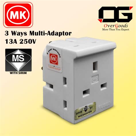 MK Multi Adaptor 3 Way 13A With SIRIM Lazada