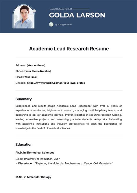 Free Academic Resume Templates To Edit Online And Download
