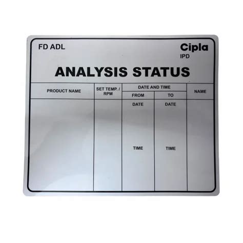 Analysis Status Pvc Label At ₹ 2piece Mumbai Id 2854424441230