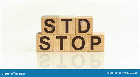 Stop Std Sexually Transmitted Infections Text On Wooden Cubes Medical