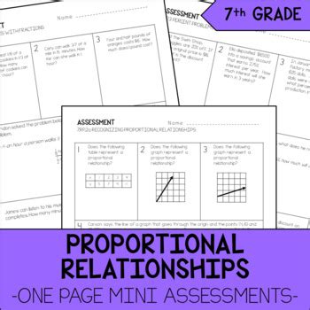 Th Grade Ratios Proportional Relationships Mini Assessment Tpt