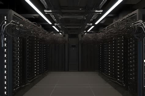 Premium Photo Shot Of Data Center With Multiple Rows Of Fully