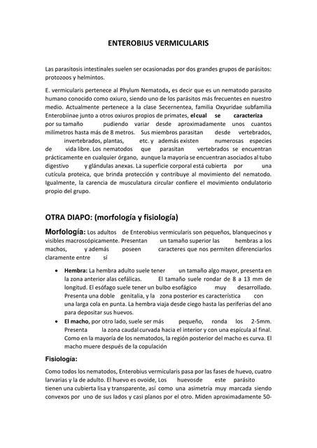 ENTEROBIUS VERMICULARIS y caso clínico DaRin Nagai uDocz