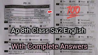 Ap 8th Class English Cba 3 Sa 2 Question Paper 2024 8th Sa2 English