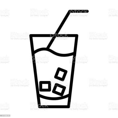 비스트로와 레스토랑 컬렉션의 짚 아이콘이 있는 레모네이드 빨대 유리 빨대 윤곽 아이콘이 흰색 배경에 고립 된 얇은 선형