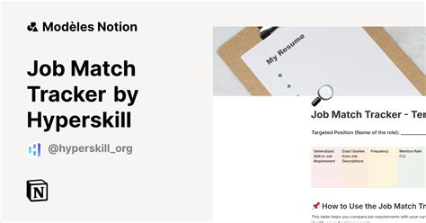 Modèle Job Match Tracker By Hyperskill Marketplace Notion