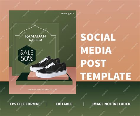 소셜 미디어 포스트 템플릿 라마단 카림 디자인 미니멀리스트 프리미엄 벡터