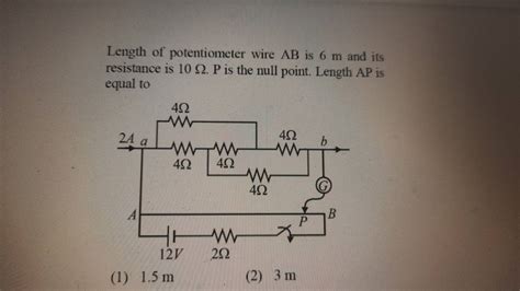 Length of potentiometer wire AB is 6 m and its resistance is 10Ω P is th