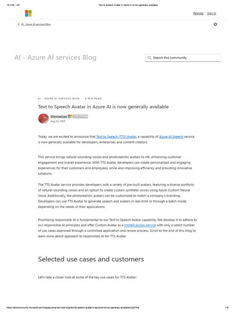 Text To Speech Avatar In Azure Ai Is Now Generally Available Pdf Speech Synthesis