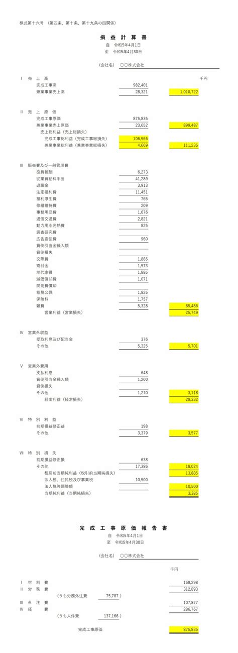 税理士監修完成工事原価報告書様式第十六号テンプレートエクセル 会計ソフトマネーフォワード クラウド会計