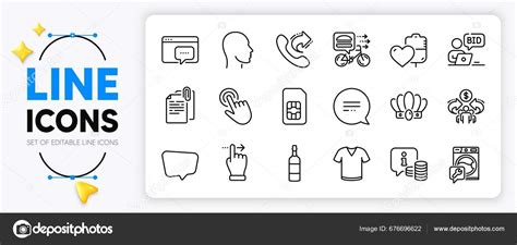 Online Auction Washing Machine Share Call Line Icons Set App Stock Vector By ©blankstock 676696622