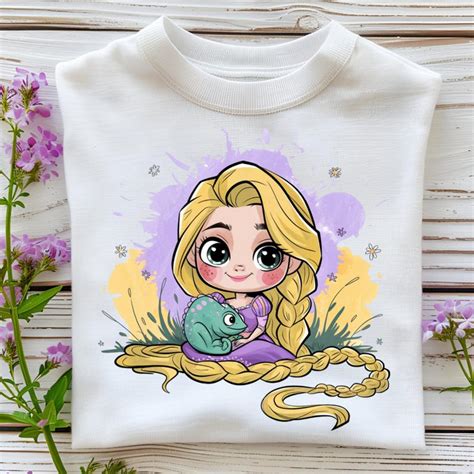 Chibi Rapunzel And Pascal Png Tangled Princess Clipart Cute Lizard And Girl Digital Design