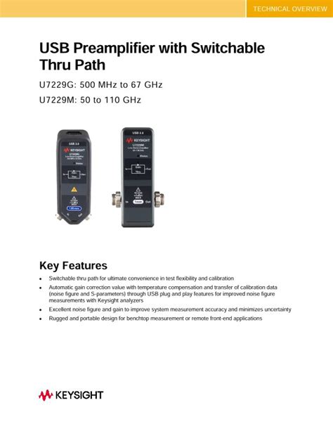 Usb Preamplifier With Switchable Thru Path Pdf Asset Page Keysight
