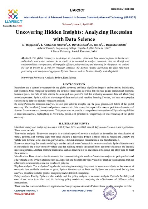 Pdf Uncovering Hidden Insights Analyzing Recession With Data Science