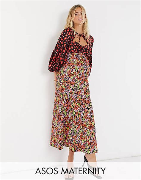 Asos Design Maternity Robe Longue En Satin Nouée Au Col Avec