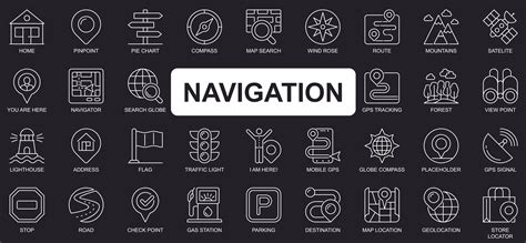Navigation Concept Simple Line Icons Set Bundle Of Home Pinpoint Compass Map Search Route