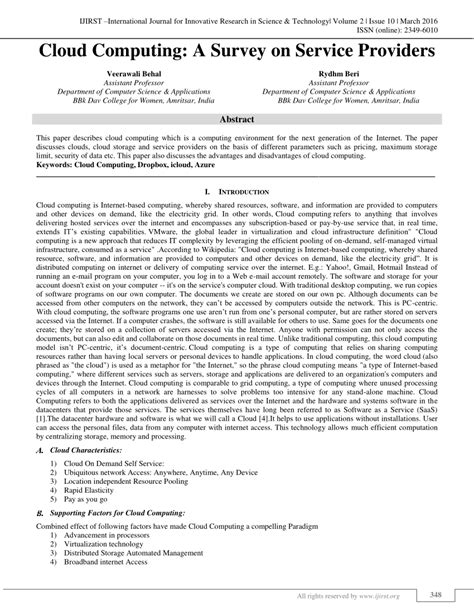 Pdf Cloud Computing A Survey On Service Providers