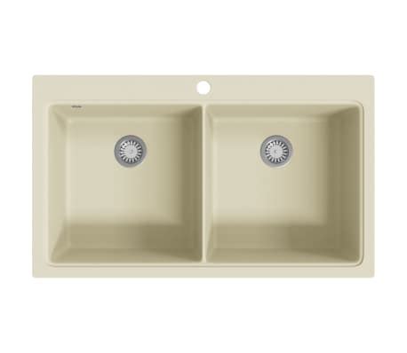 vidaXL Évier de cuisine Granit Double lavabo Beige vidaXL fr