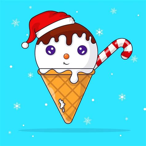 Premium Vector Cute Snowman Ice Cream Christmas Illustration