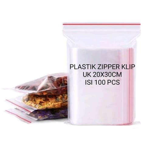 Jual Plastik Zip Lock 20x30 Plastik Klip Lock Clip 20 X 30 100 Pcs