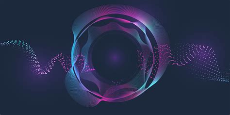 인공 지능 배경 원의 빛과 유기적 형태의 추상적인 물결 모양의 스펙트럼 다채로운 3차원 공간에서 혁신 움직임 및 에너지의 현대 디지털 흐름 네온에 대한 스톡 벡터 아트 및