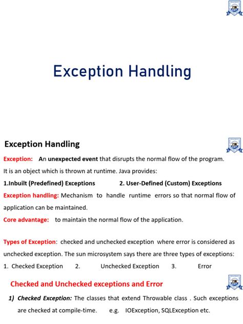 1 Exception Handling Unit 2 Pdf Control Flow Computing