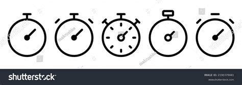 Stopwatch Icons Set Timer Symbol Outline Stock Vector Royalty Free 2190379441 Shutterstock