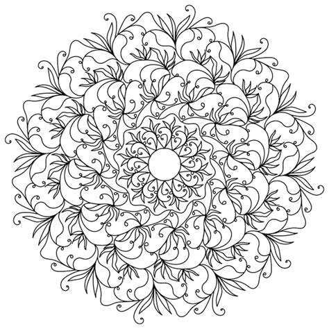 Abstraktes Verziertes Mandala Mit Locken Und Doodle Blumen Meditative
