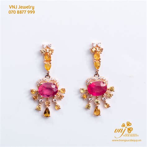 Bông Tai Lồng Đèn Đá Ruby Btr6 Vnj Trang Sức Việt