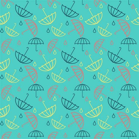 Premium Vector Multicolored Umbrellas With Raindrops On A Green